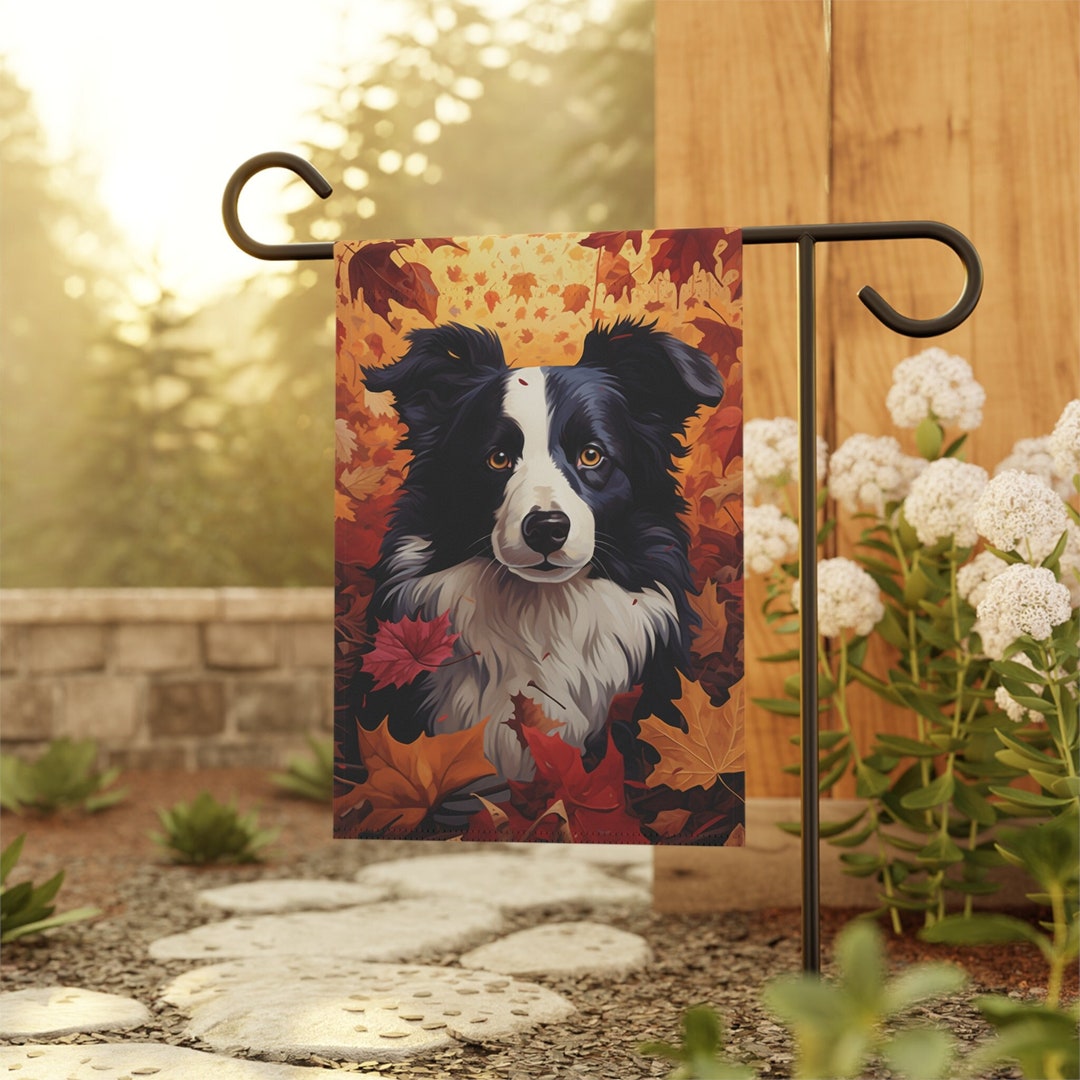 Border Collie Flag, Fall Flag, Harvest Flag, Garden Flag, Outdoor Decor ...