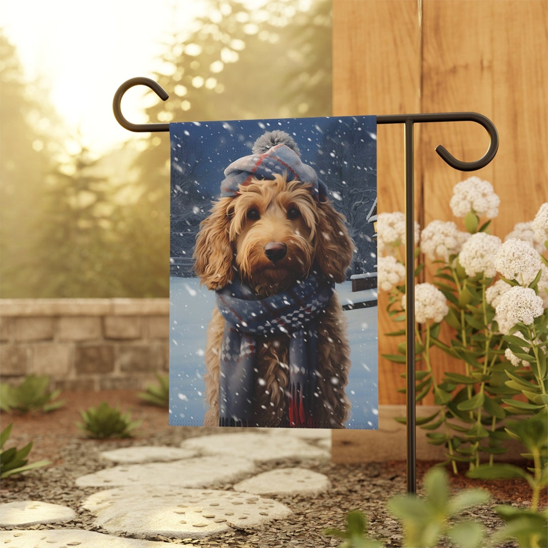 Labradoodle Winter Garden Flag, Seasonal Decor for Labradoodle Lovers ...