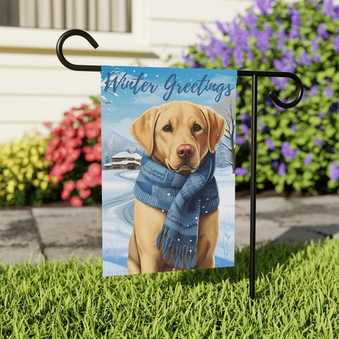Golden Lab Garden Flag, Labrador Dog Flag, Winter Flag, Winter ...