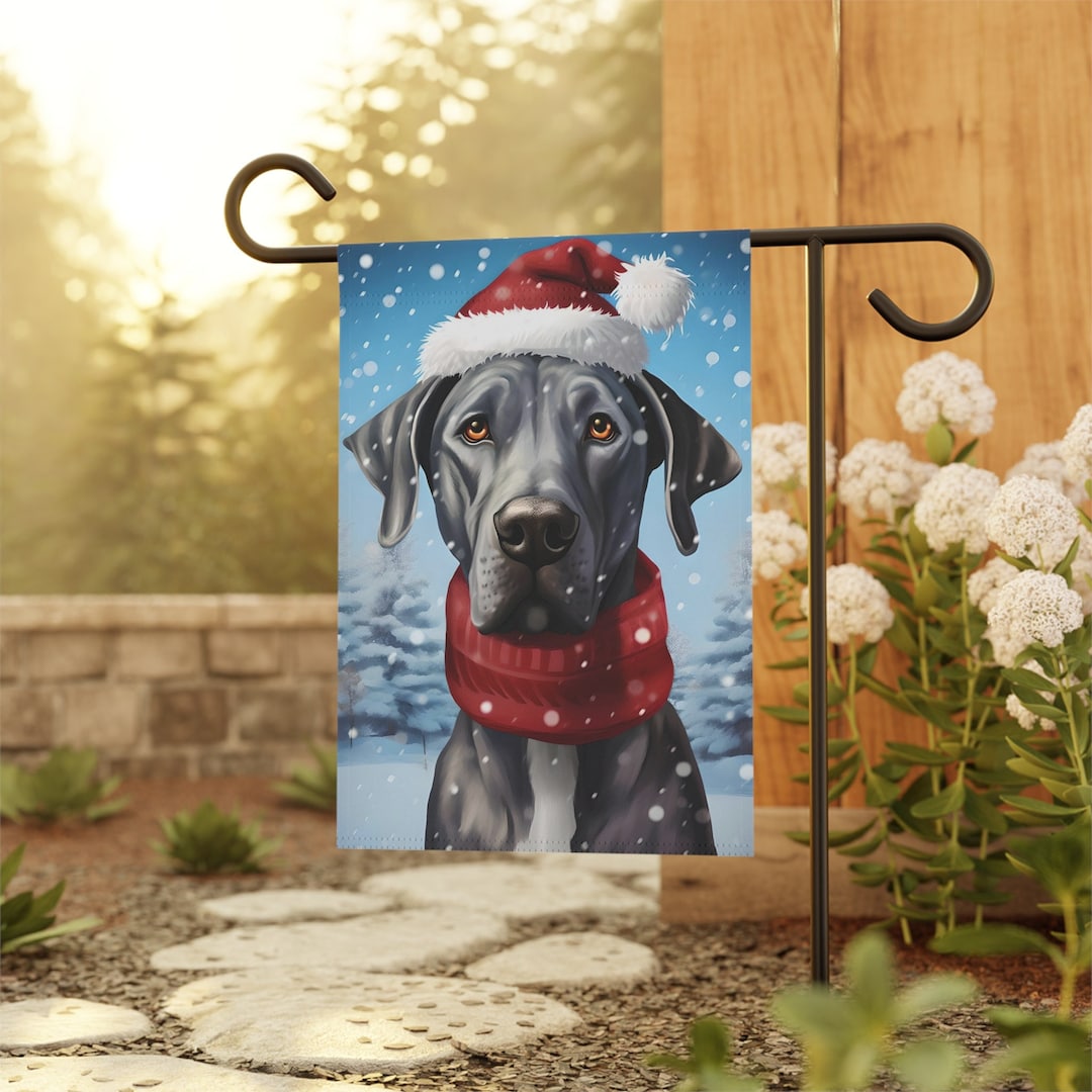Grey or Black Great Dane Flag, Greyhound Lover Gift, Winter Flag, Yard ...