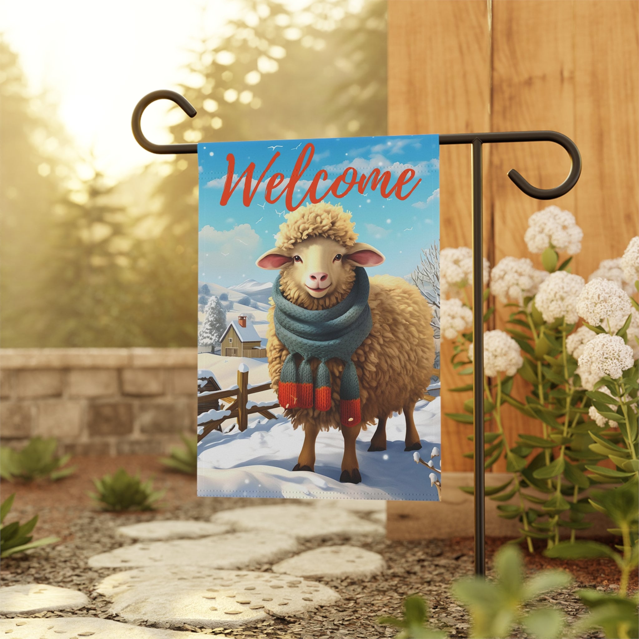 Sheep Welcome Winter Garden Flag sold by Alexander Kostenko | SKU 4504677 | Printerval Australia