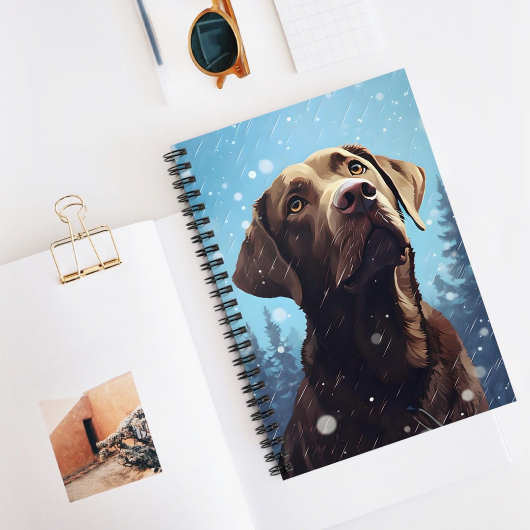 Chocolate Labrador Winter Spiral Notebook - Ruled Line, Stocking ...