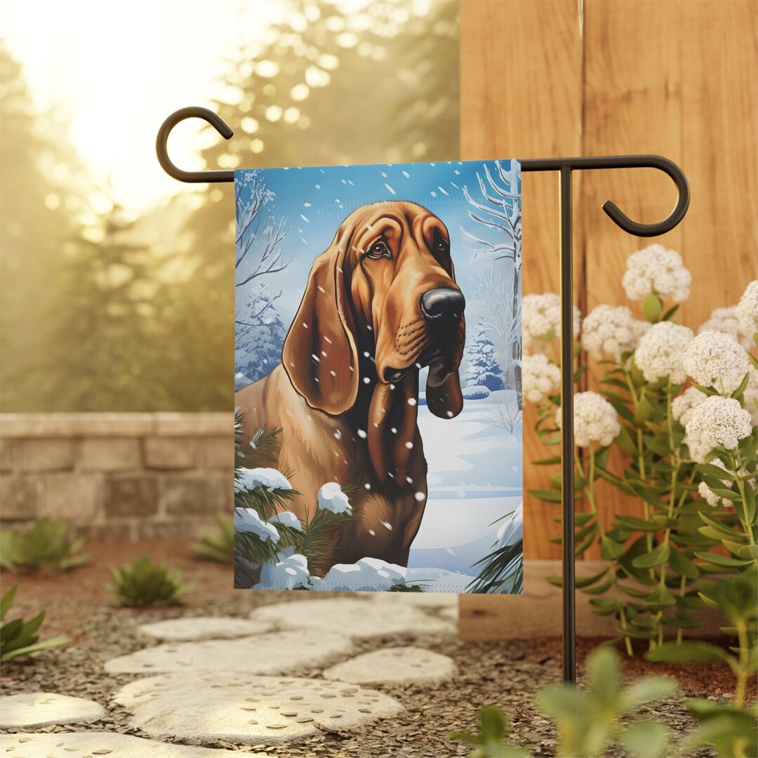 Seasonal Bloodhound Dog Outdoor Flag for Winter, Dog Flag, Winter Flag ...