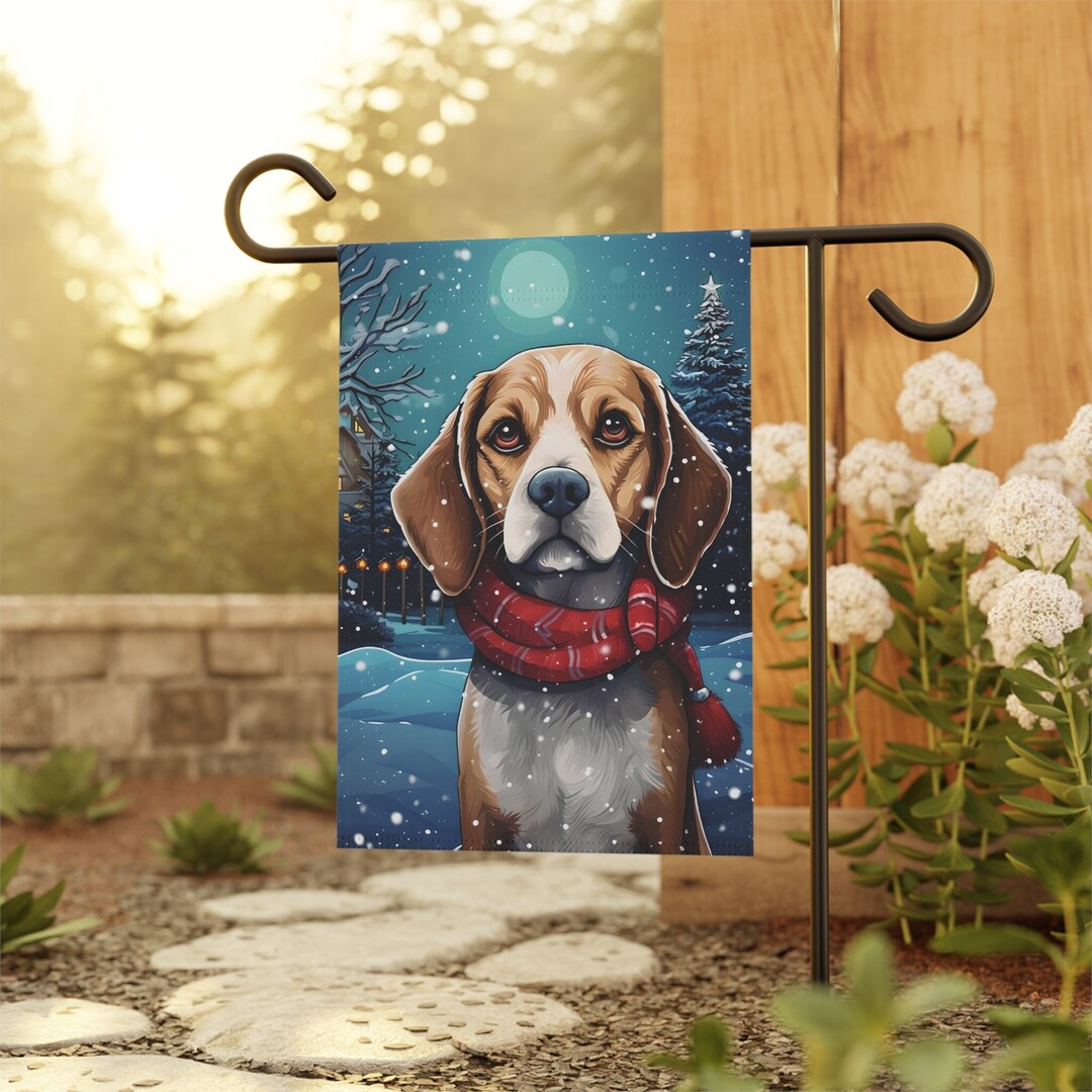 Beagle Flag, Winter Garden & House Banner, Winter Flag, Winter Yard Decor, Outdoor Decor ...