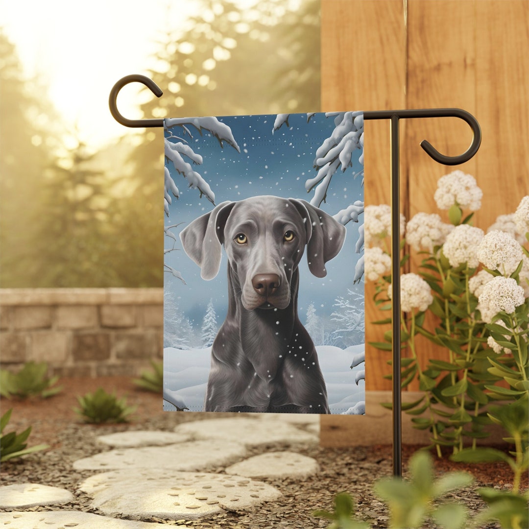 Winter Weimaraner Dog Garden Flag, Custom Dog Garden Flag, Garden ...
