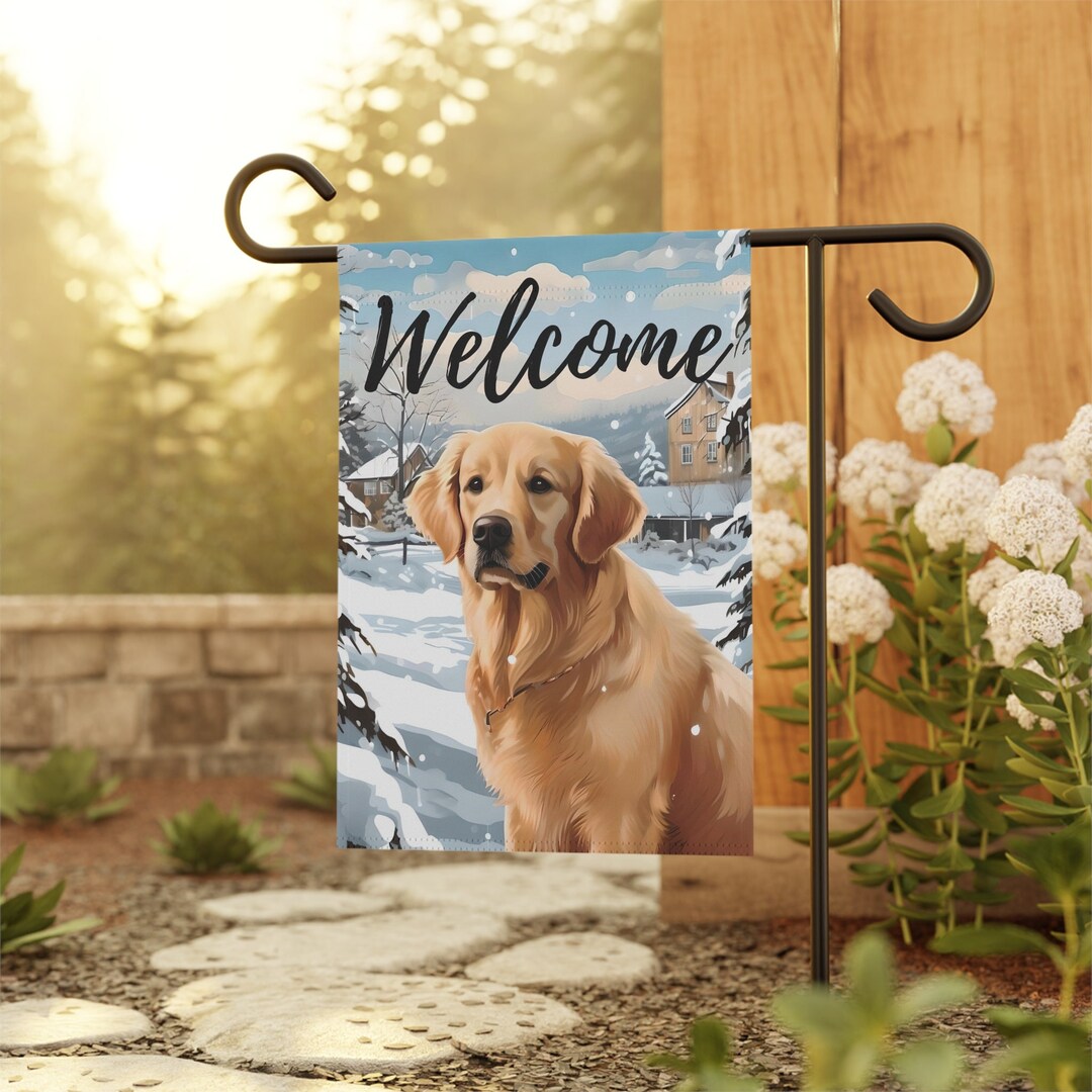 Winter-themed Golden Retriever Garden Flag - Add a Touch of Whimsy to ...