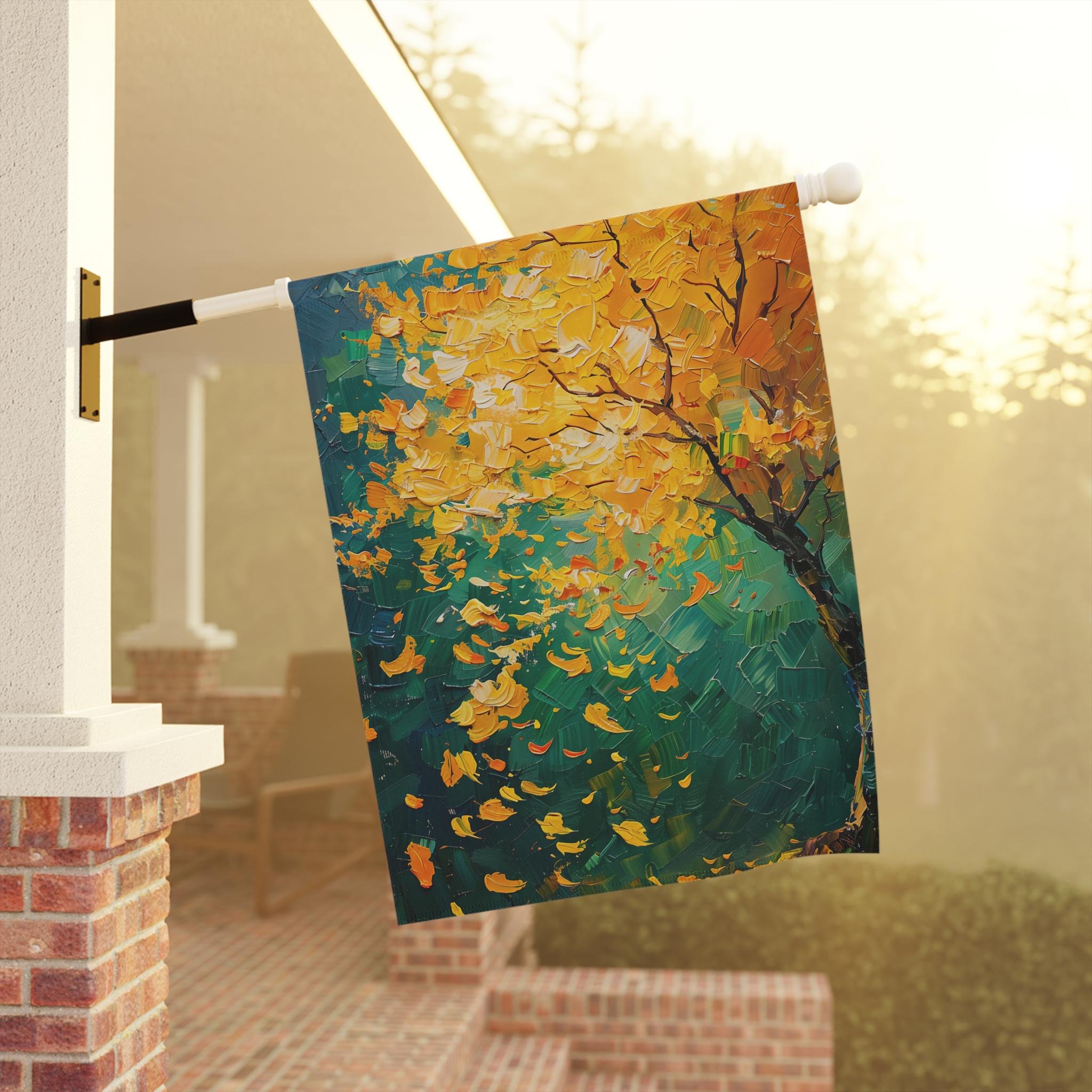 Fall Foliage Garden Decor, Autumn Tree With Falling Leaves Flag ...