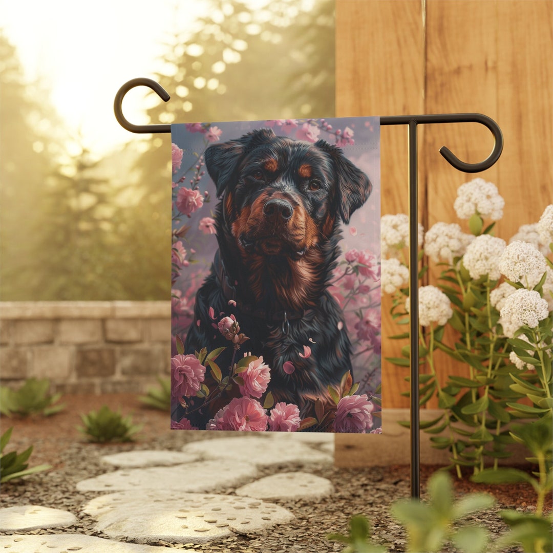 Rottweiler Flag With Spring Flowers - Outdoor Seasonal Decor, Yard Art ...