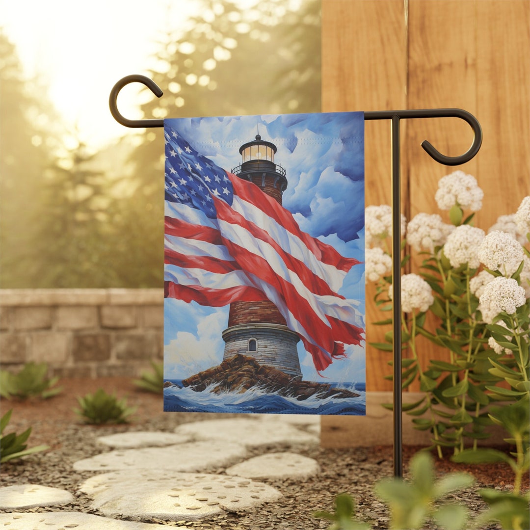 Patriotic Fourth of July Lighthouse Small Garden Flag - Celebrate With ...