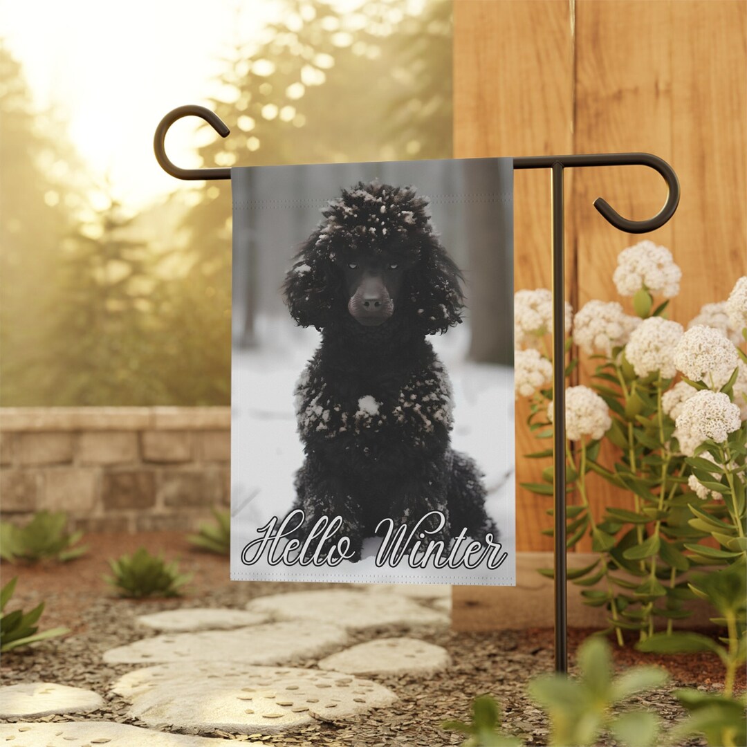 Adorable Black-colored Poodle Winter Garden Flag - Enhance Your Outdoor ...