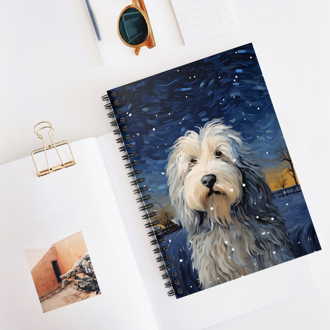 Old English Sheepdog Van Gogh Style Spiral Notebook - Ruled Line ...