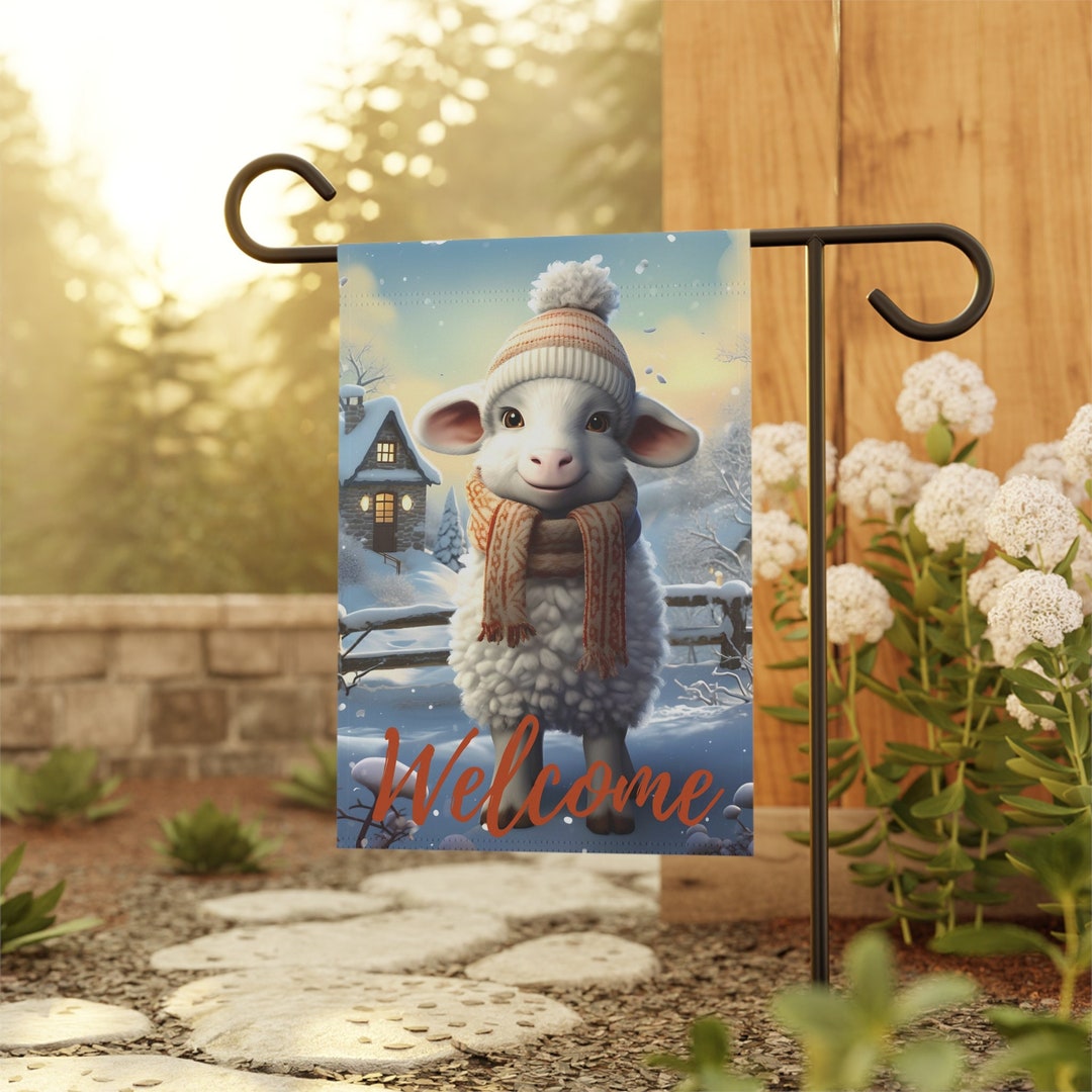 Sheep Garden Flag, Lamb Flag, Winter Flag, Welcome Flag, Garden & House ...