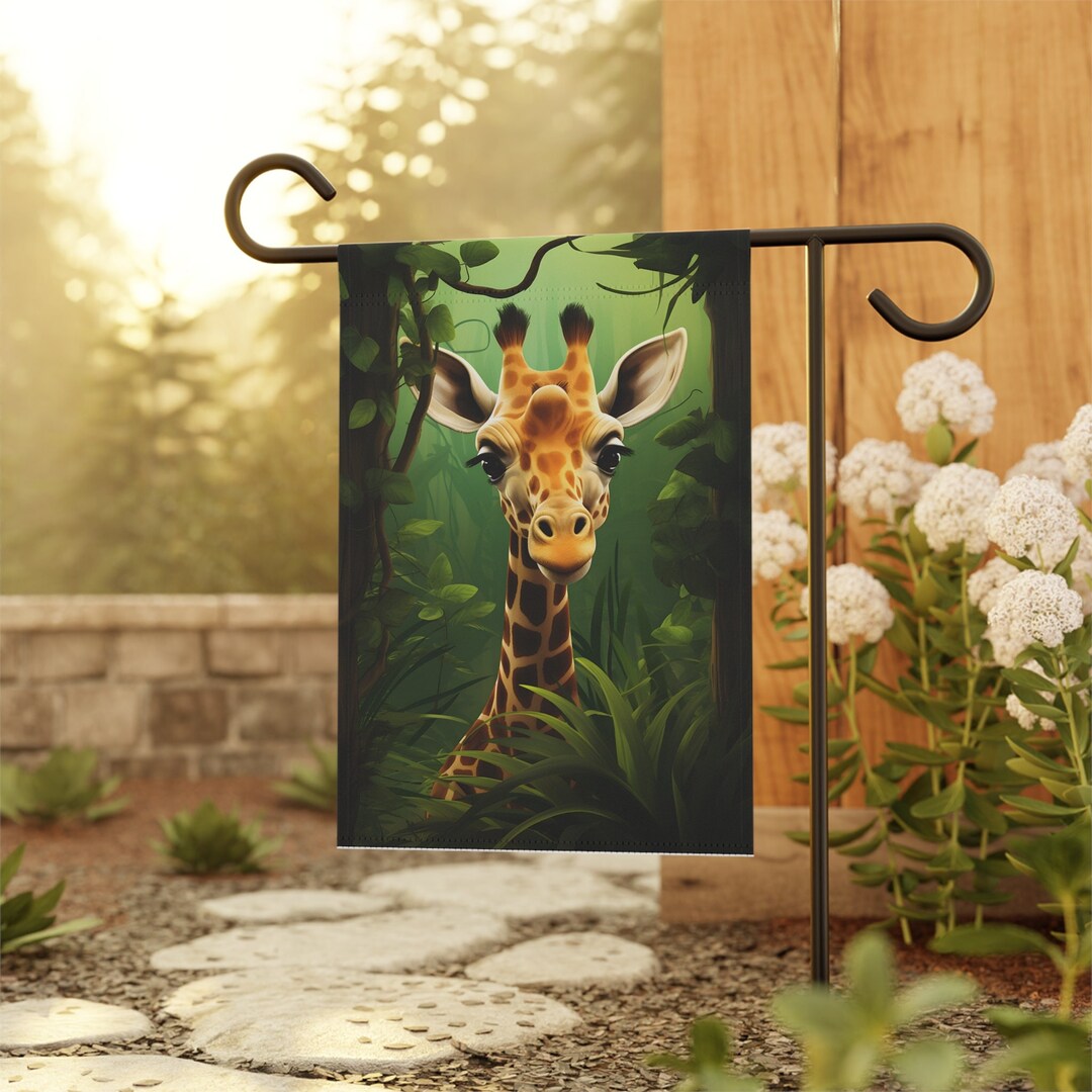 Giraffe Garden Flag, Jungle Safari Yard Decor, Whimsical Giraffe ...