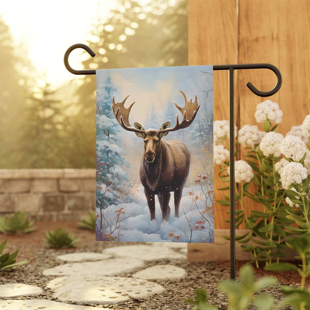 Moose Flag, Fall Garden & House Banner, Winter Flag, Winter Yard Decor ...