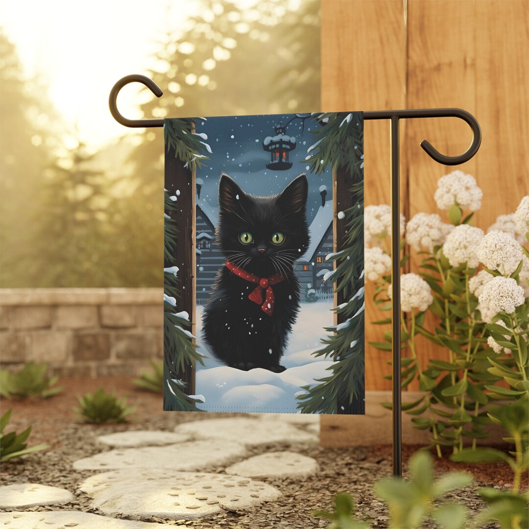 Welcome Winter With a Charming Black Cat Garden Flag, Outdoor Decor ...