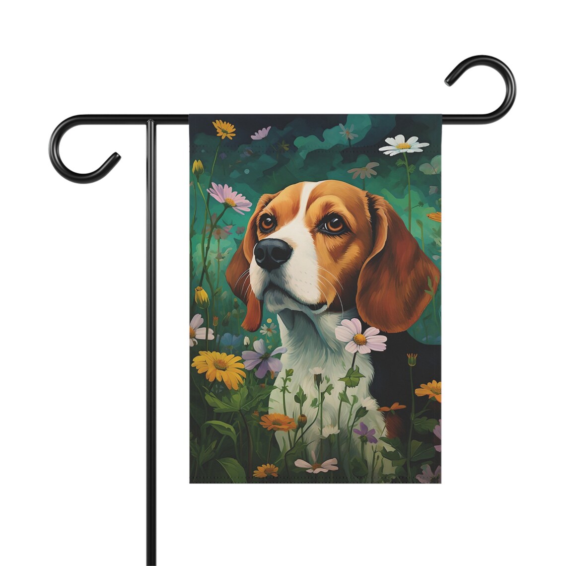 Colorful Beagle Garden Banner - Vibrant Spring Flowers, Small Garden ...