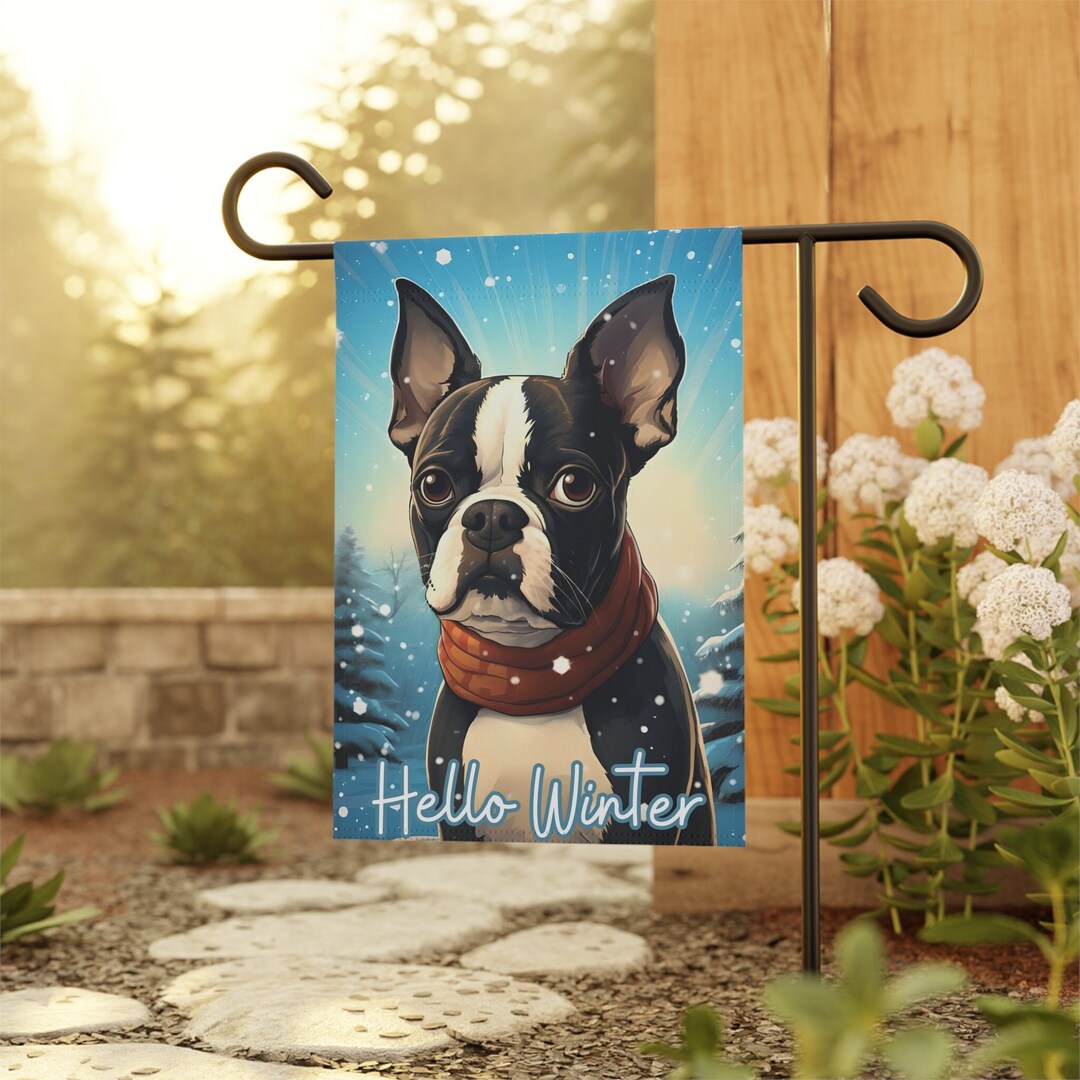 Boston Terrier Flag, Dog Flag, Winter Flag, Garden Flag - Add Some ...