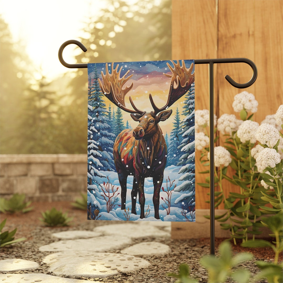 Custom Winter Moose Flag Fall Garden & House Banner Winter - Etsy