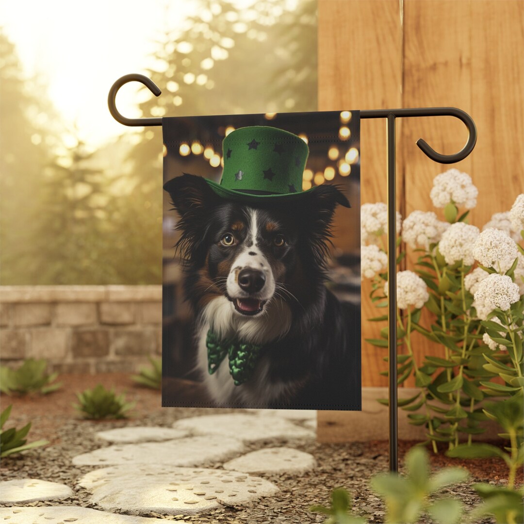 Border Collie Flag, St. Patrick's Day Flag, Garden Flag, Outdoor Decor ...