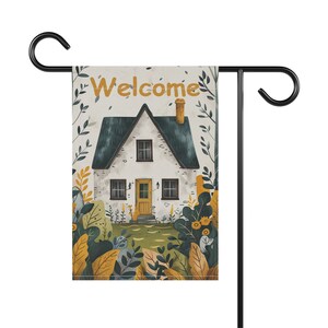 Charming Welcome Cottage Small Garden Flag - Outdoor Decor, Lawn Flag ...