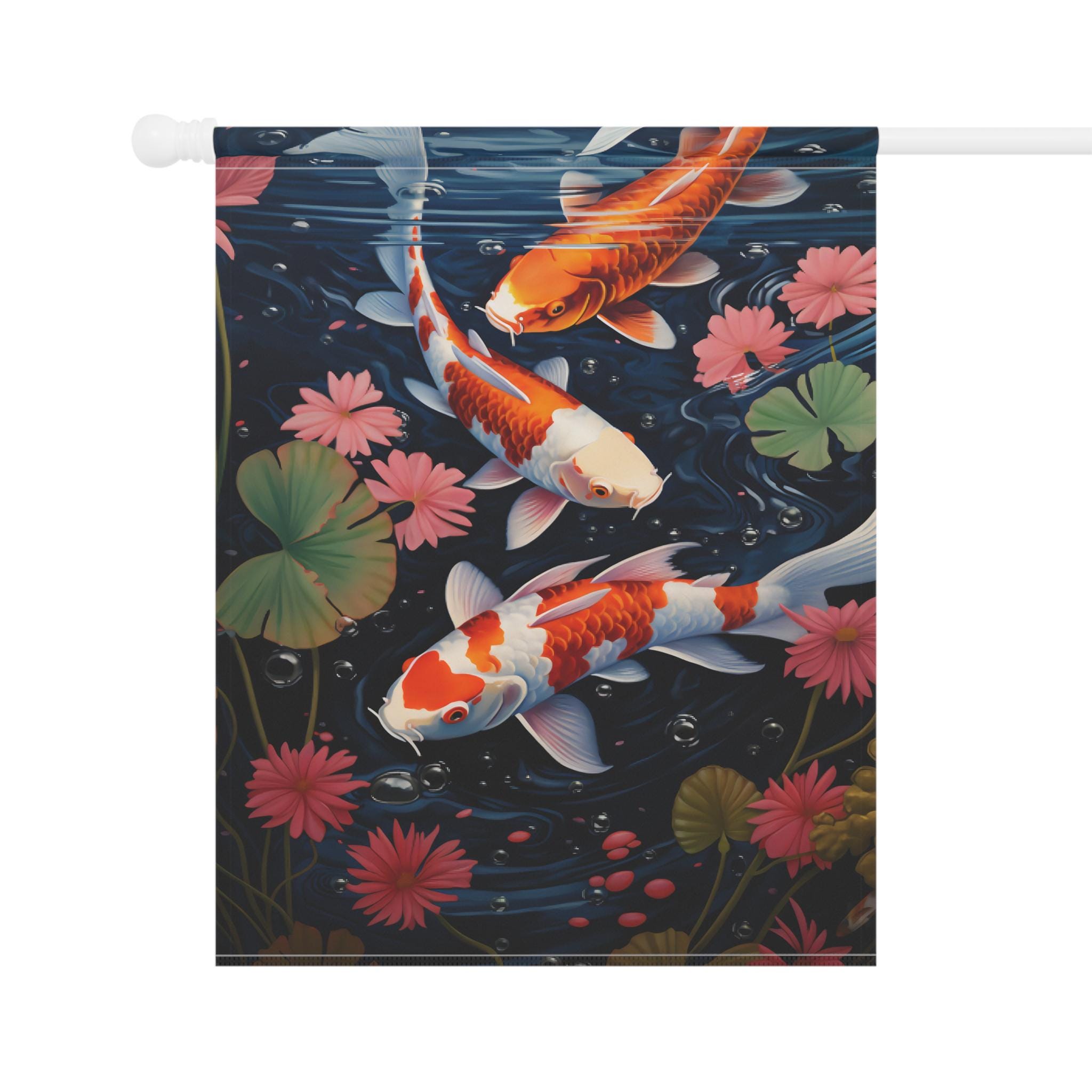 Beautiful Vibrant Koi Fish Pond Flag, Outdoor Decoration, Garden ...