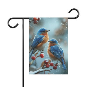 Charming Bluebirds in Winter Small Garden Flag, Housewarming Gift ...
