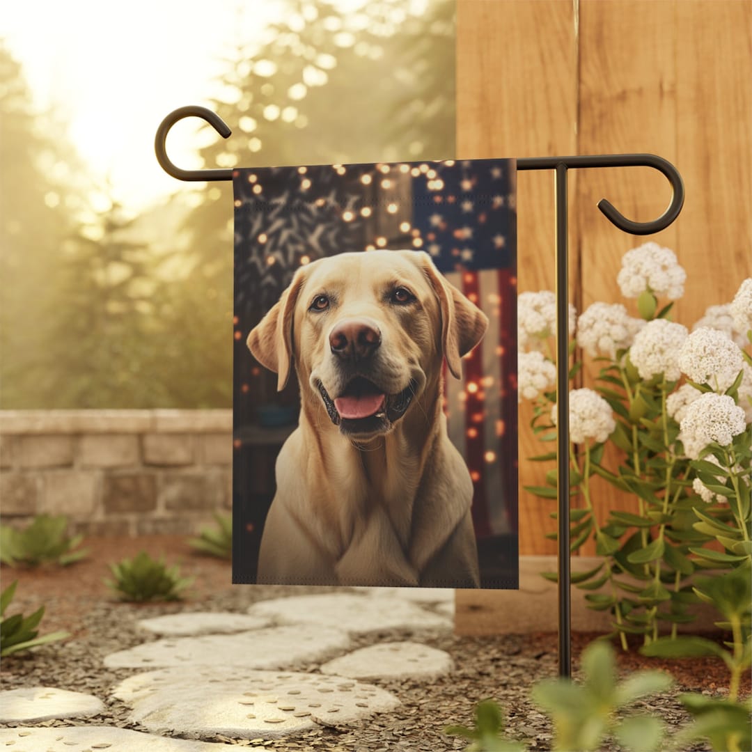 Patriotic Pup: Golden Labrador 4th of July Dog Garden Flag - Celebrate ...