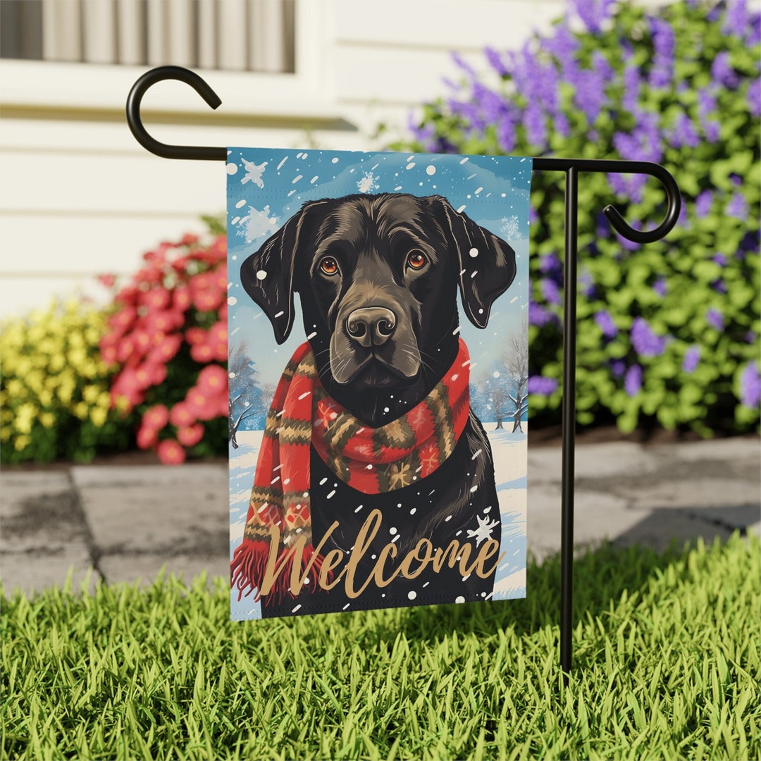Black Labrador Flag, Labrador Dog Flag, Winter Flag, Welcome Flag ...