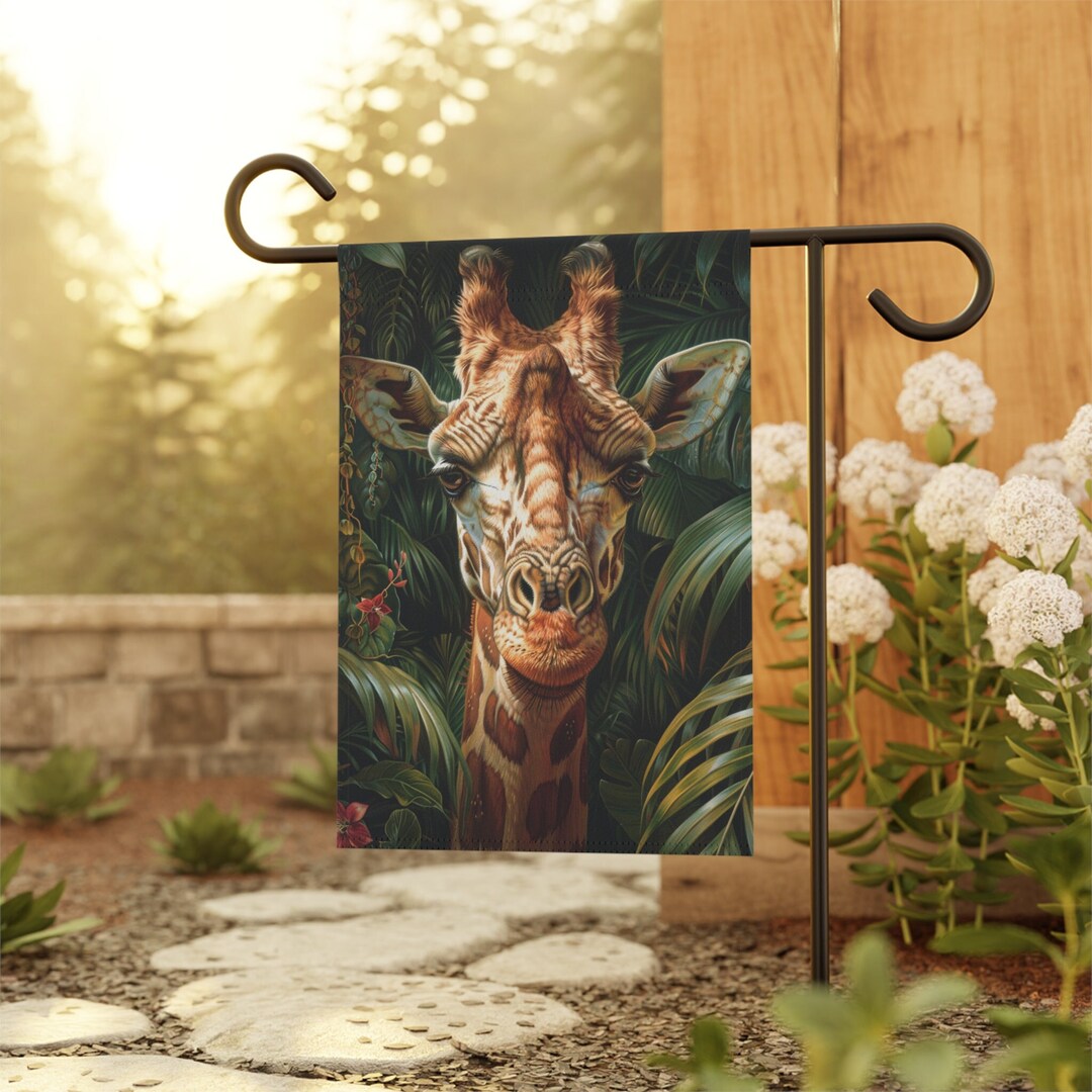 Giraffe Rain Forest Flag - Whimsical Safari Wildlife Outdoor Decor ...