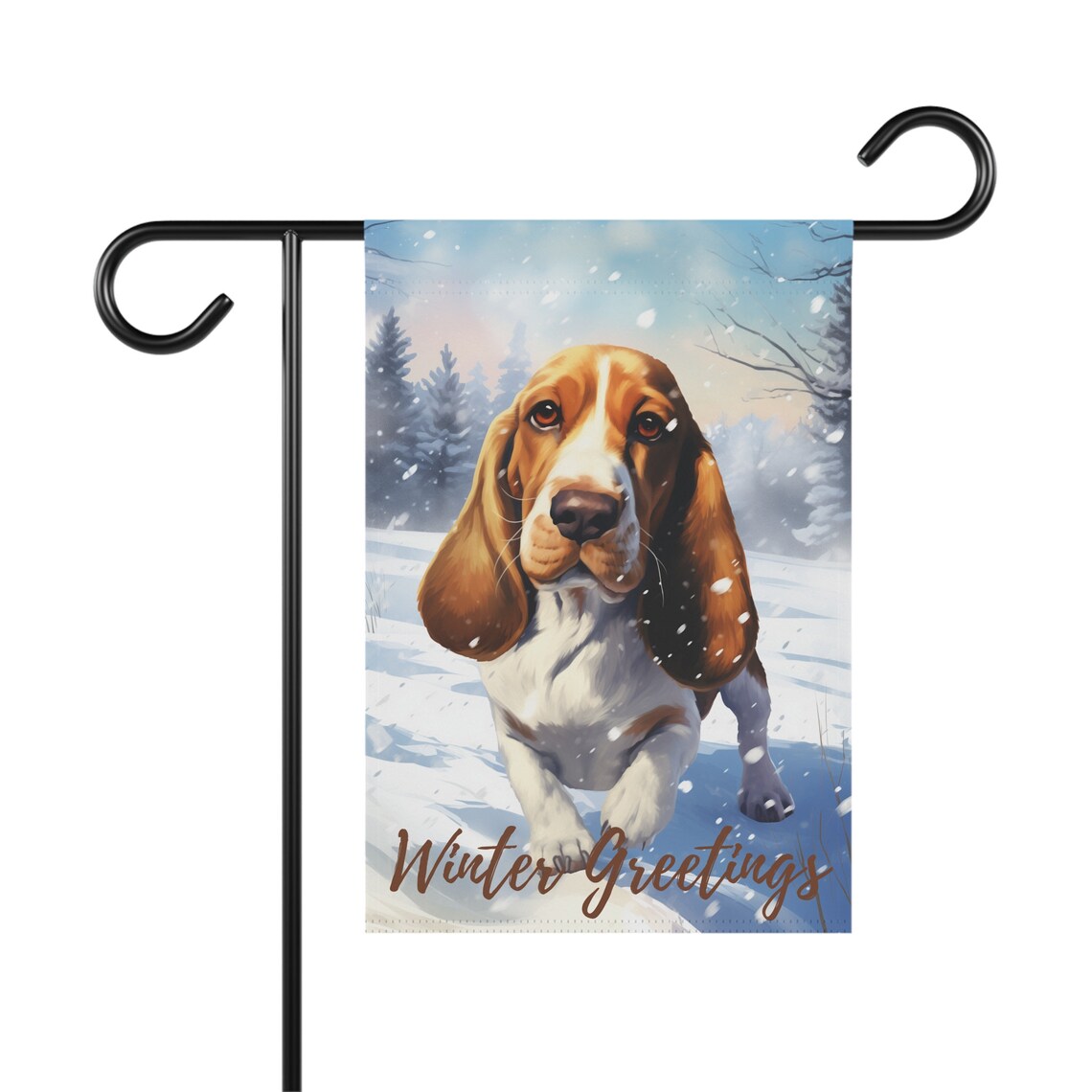 Winter Wonderland Basset Hound Garden Flag - A Delightful Seasonal ...