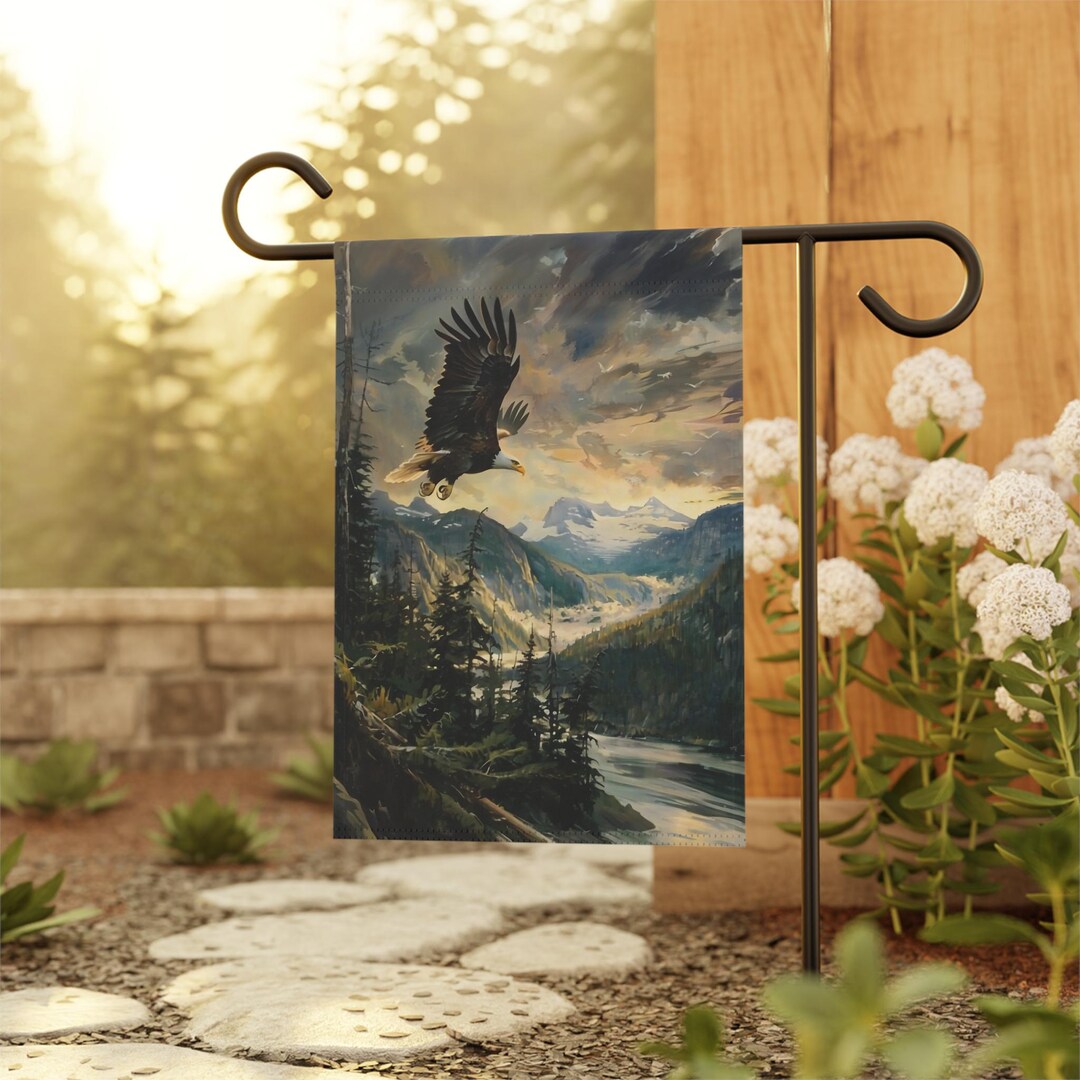 Soaring Eagle Garden Flag, Mountain Wilderness Patriotic Flag, Bald Eagle Outdoor Decor, Nature ...