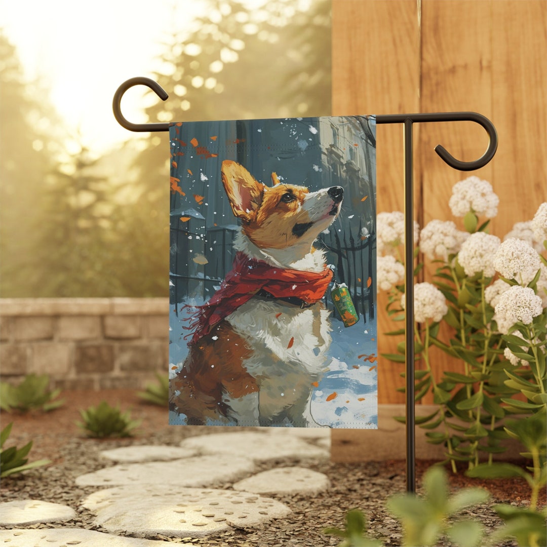 Whimsical Welsh Corgi Winter Scene Garden Flag, Perfect for Corgi ...