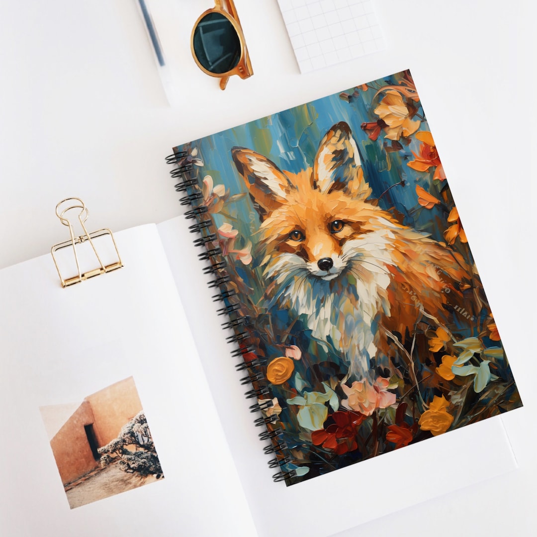 Adorable Fox Notebook - Cheerful Fox Design, Fox Spiral Notebook ...