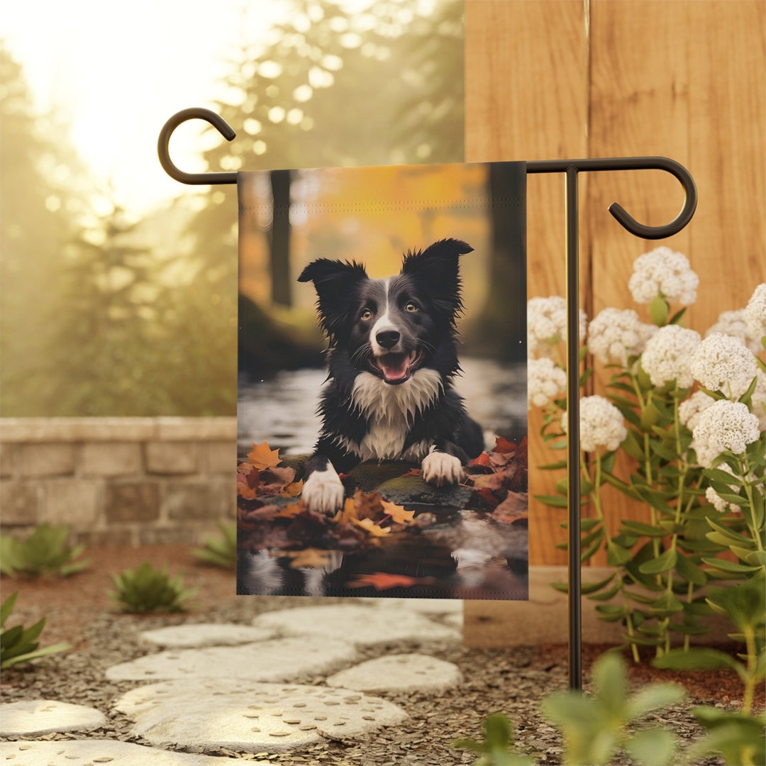 Border Collie Flag, Fall Flag, Garden Flag, Autumn Flag, Border Collie ...