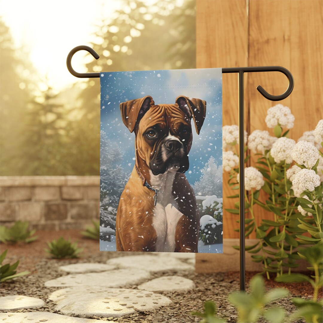 Boxer Dog Lover's Winter Garden Flag, Dog Lover Gift, Dog Flag, House ...