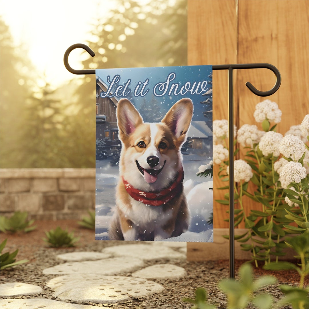 Pembroke Welsh Corgi Flag, Dog Flag, Winter Flag, Garden Flag, Corgi ...