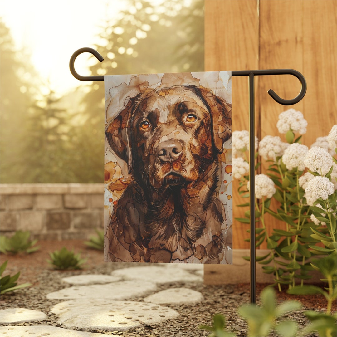 Chocolate Labrador Garden Flag - Alcohol Ink Style Decor for Dog Lovers ...