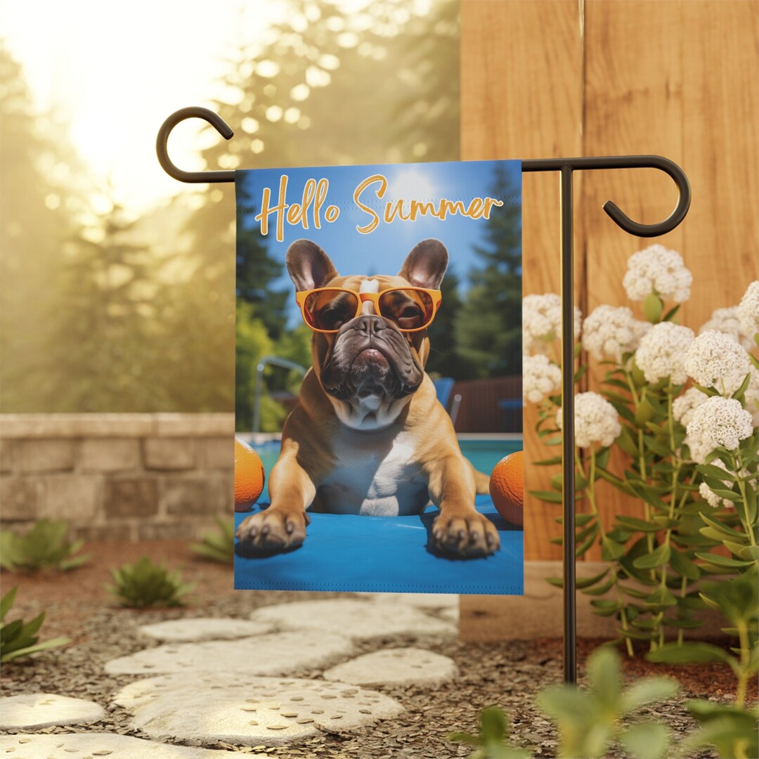 Frenchie Fun in the Sun Vibrant French Bulldog Summer Garden Flag for ...