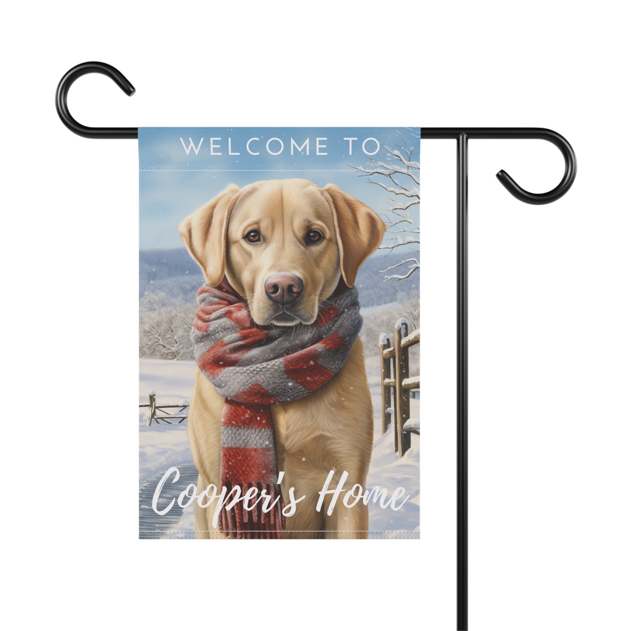 Yellow Labrador Flag, Custom Garden Flag, Winter Greetings, Yellow Lab ...