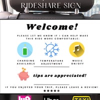 Printable Rideshare Sign, Rideshare Editable Template, Uber Sign, Lyft ...