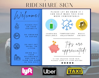 Car Interior Rideshare Sign for Uber Ola Didi Lyft - Etsy
