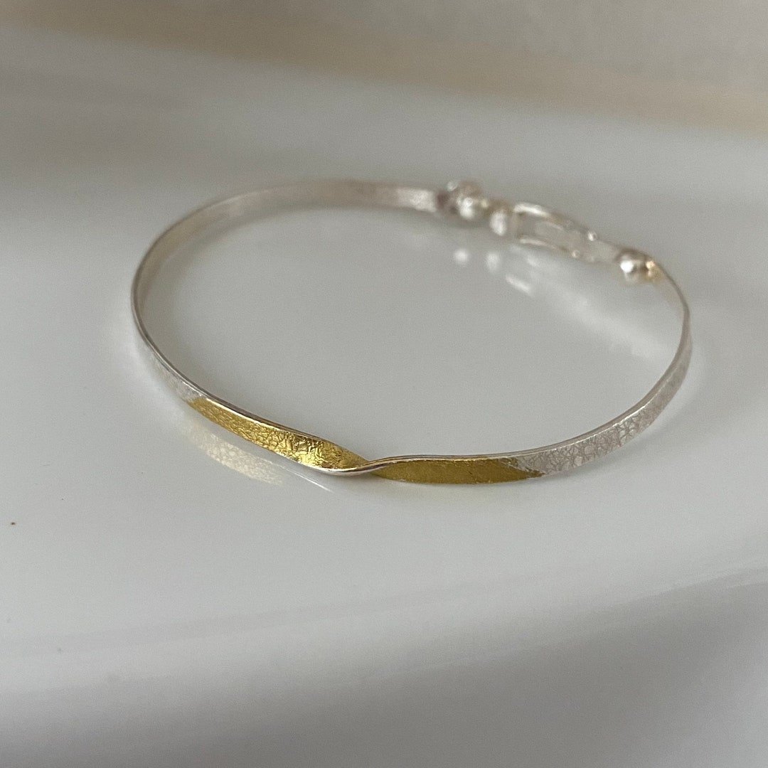 Infinity Cuff Silver With Gold, XS, Infinity Bracelet for Women, Mobius ...