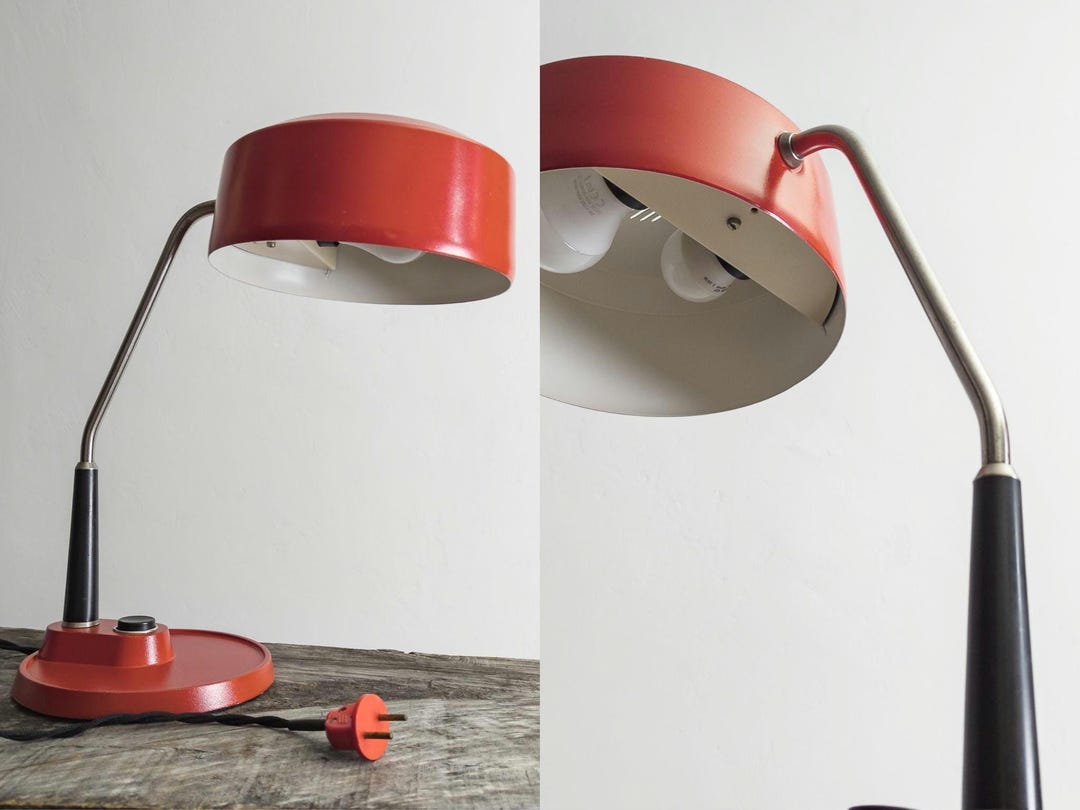 Double Light Metal Desk Table Lamp - Red/black - 1980s Soviet Union ...