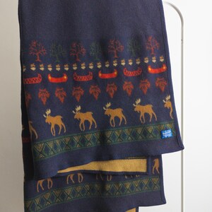 Vintage Pendleton Camp Blanket Wool/cotton Camel/midnight Moose/trees ...