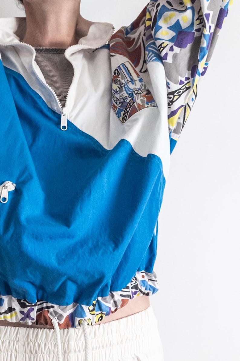 Vintage tribal sport pullover track jacket top, lightweight cotton ...
