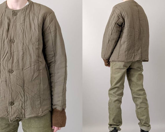 1960s military quilted jacket cotton padded utility c… - Gem