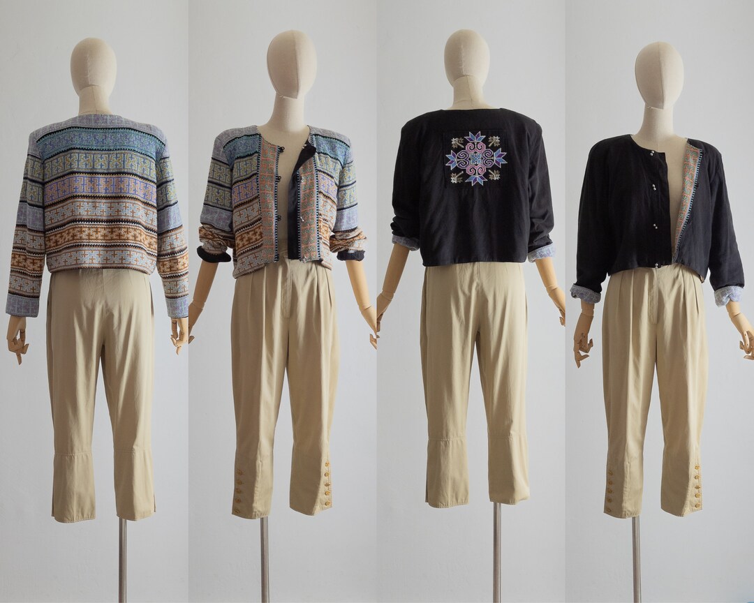 2000s Boho Ethnic Thai Hill Tribe Cross-stitched Handmade Embroidered ...