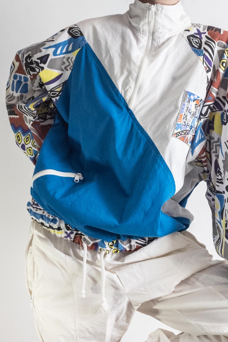 Vintage tribal sport pullover track jacket top, lightweight cotton ...