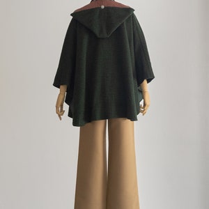 1960s Loden Plankl Cape With Hood Earthy Green Shepherd Check ...