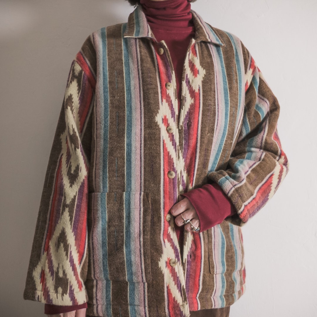 Aztec Tribal Shacket Vintage Southwestern Fleece Jacket Boyfriend ...